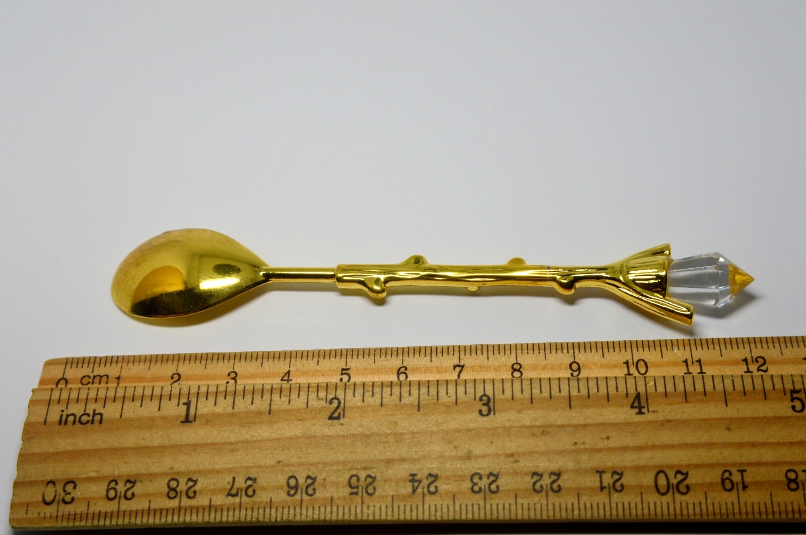 24K GOLD PLATED SPOON WITH CRYSTAL ON TOP - Picture 4 of 4