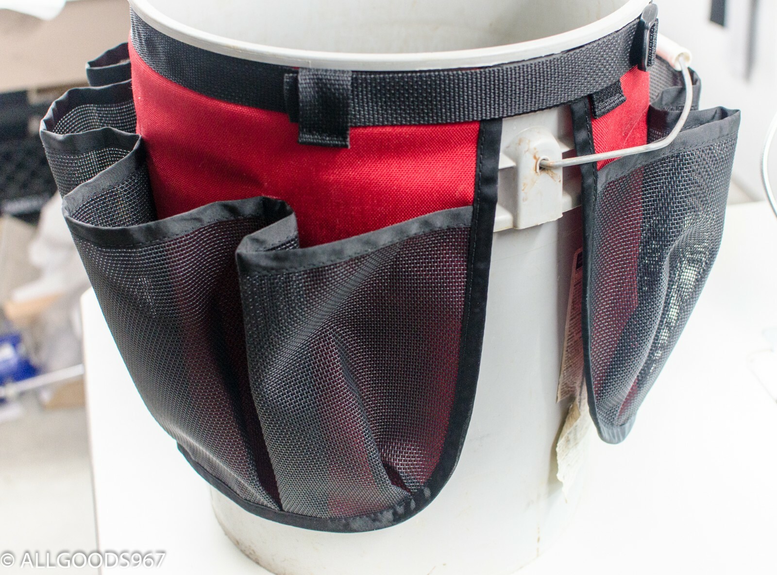 Car Truck Wash Bucket Tool Organizer In Black Vinyl Mesh and Red ...