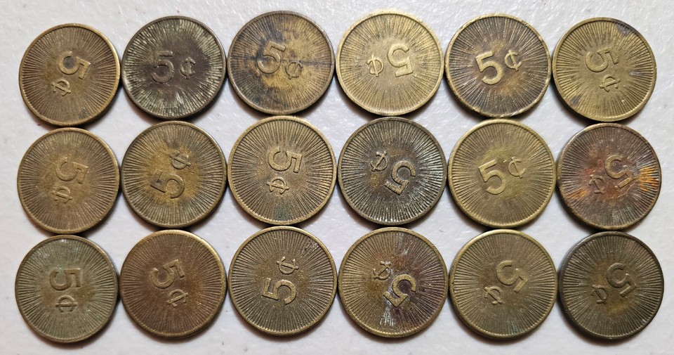 Vietnam War Era Nickel Size (5 Cents) US Military Club Tokens Lot of 18 ...