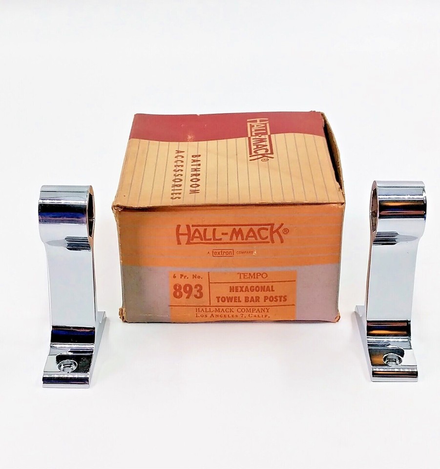 NOS! Chrome "Tempo" Hexagonal Towel Bar Posts by Hall-Mack, #893 SHIPS ...