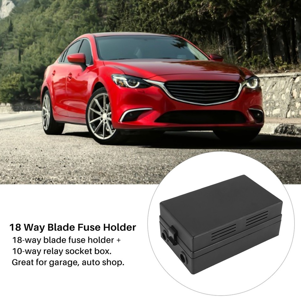 Car Blade Fuse Holder Relay Socket Black Box 18 Way Blade Fuse Holder ...