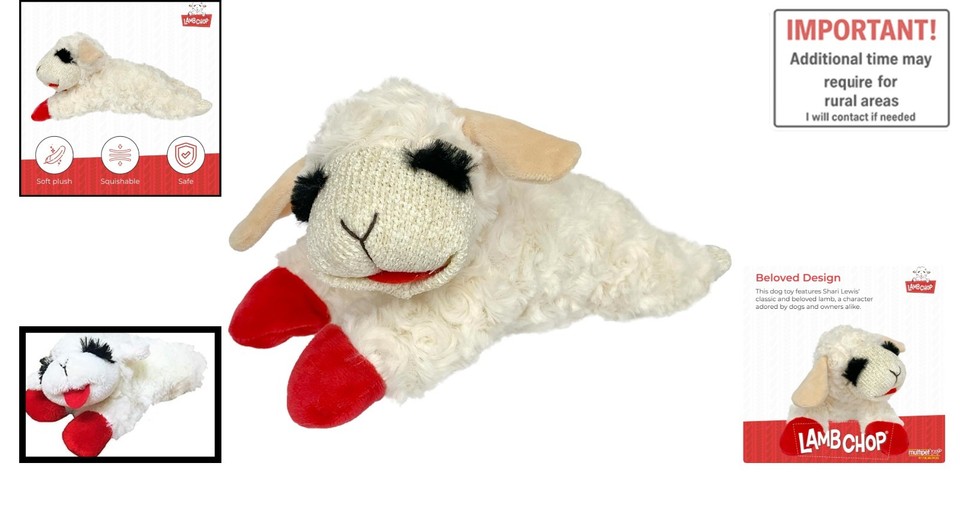Lamb Chop Plush Dog Squeaker Toy - Soft, Cuddly Fun for Small to Medium ...