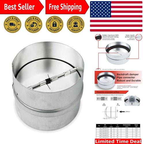 RK 6-Inch Professional Backdraft Damper for Metal Ducts - Durable Steel ...