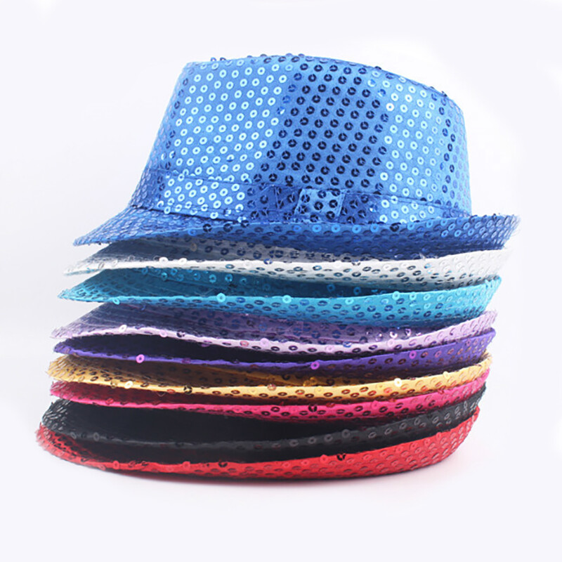 Men Women Jazz Hat Glitter Sequins Stage Dance Show Performance Jazz ...