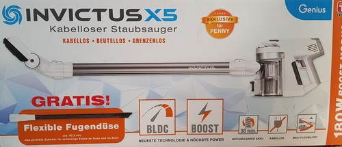 Genius Invictus X5 Akku-Staubsauger, kabelloser 2-in-1-Staubsauger mit ...