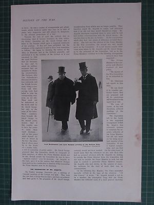 1917 WWI WW1 PRINT ~ LORD BUCKMASTER & LORD HALDANE ARRIVING REFORM ...