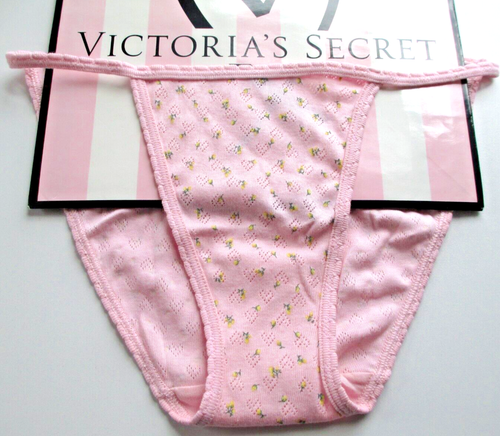 VICTORIA'S SECRET PINK 100% Cotton String Bikini Panty VS Pink Floral S ...