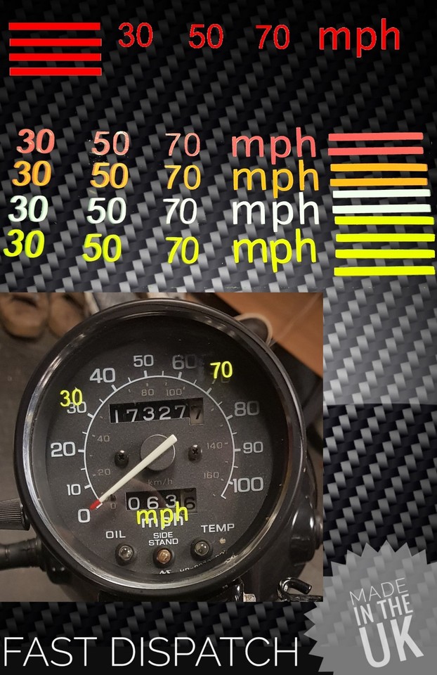 MPH stickers for KPH speedo/speedometer bike car lorry motorhome speed ...
