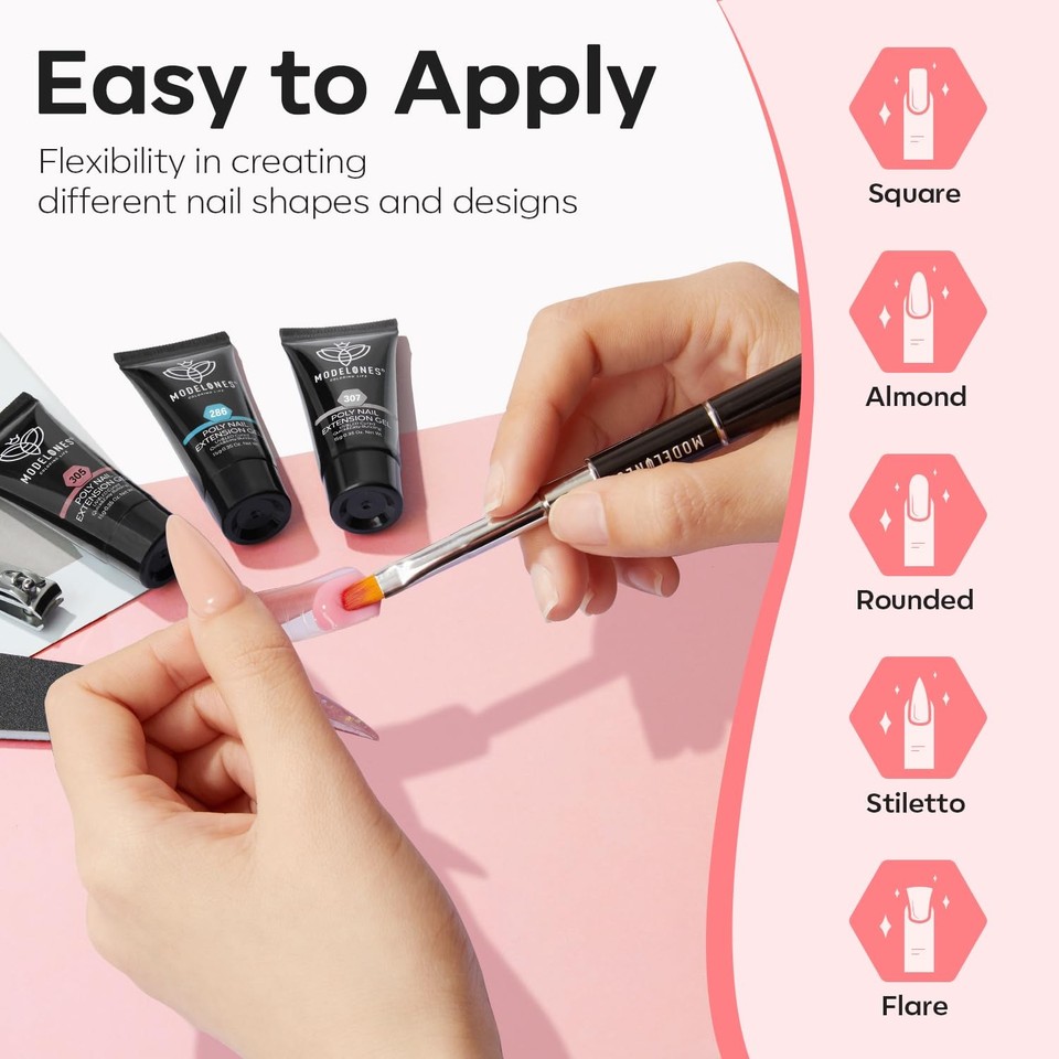 Modelones Poly Extension Gel Nail Kit, 6 Colors 22 Piece Set, A2-Cozy ...