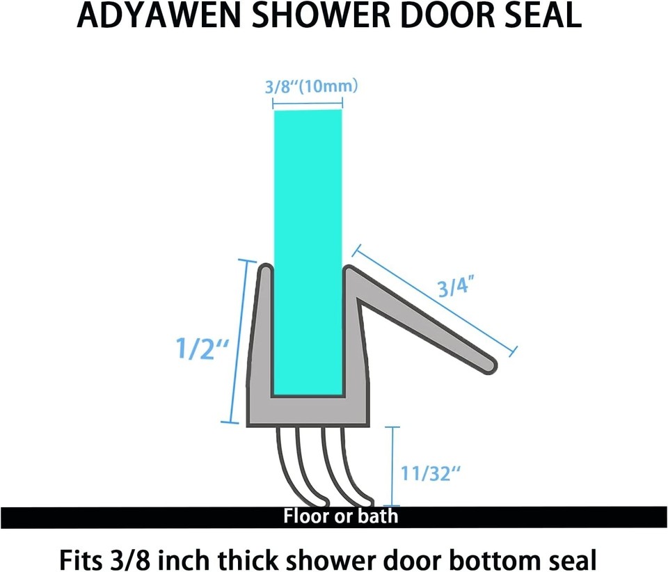 2-Pack Shower Door Seal for 3/8'' Glass – 39 Inch Leak Prevention ...
