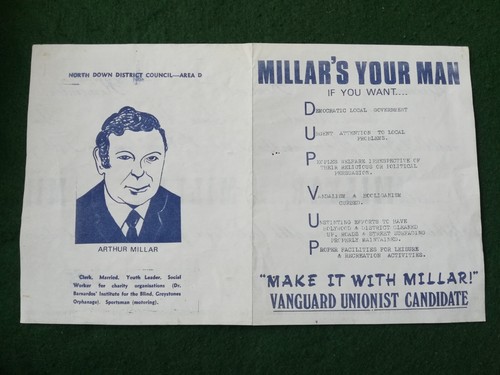 Original 1970s Arthur Millar Vanguard Unionist Candidate Election ...