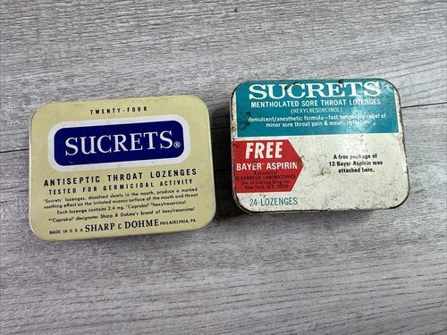Lot of 2 Sucrets Antiseptic Throat Lozenges Tins EMPTY Vintage ...