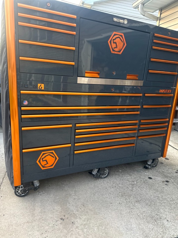 Matco tool box gun metal grey & orange | eBay