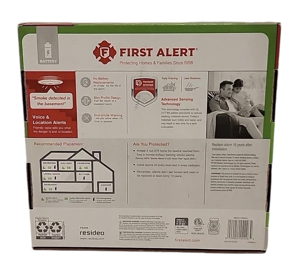 First Alert 2-in-1 Smoke & Carbon Monoxide Alarms with Voice Alerts - 2 ...