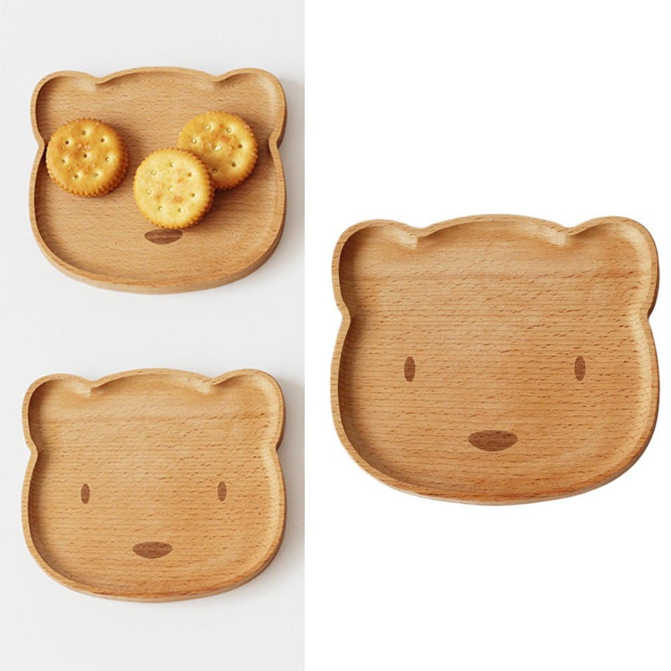 Natural Animals Design Food Serving Plate Cartoon Dessert Tray Wood ...