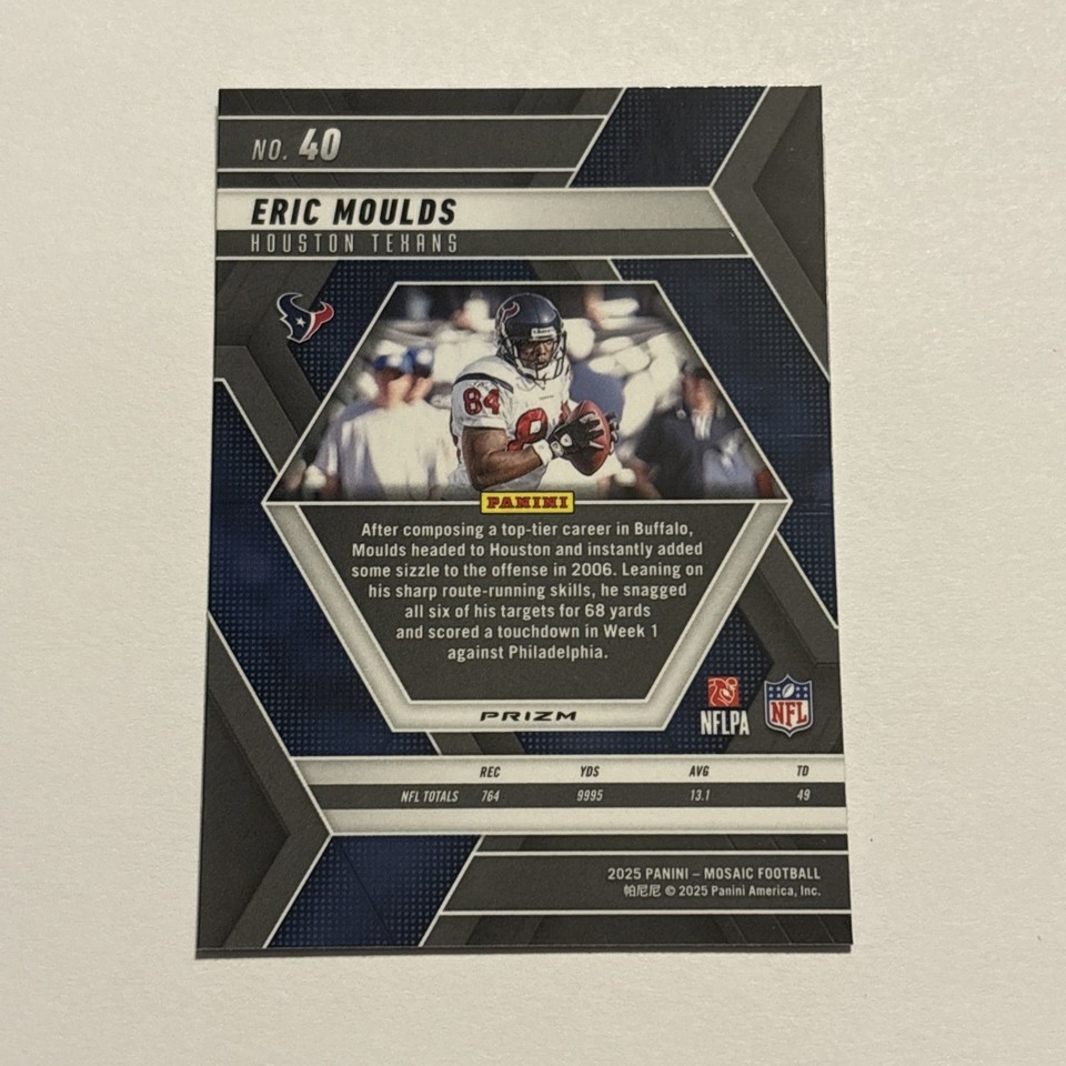 Eric Moulds 2025 Panini Mosaic Mosaic Reactive Blue Refractor Parallel ...