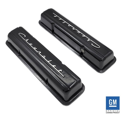 Black "Chevrolet" Script Valve Covers For SBC Small Block Chevy - With ...