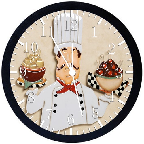Chef Black Frame Wall Clock Nice For Decor or Gifts W367 722134027547 ...