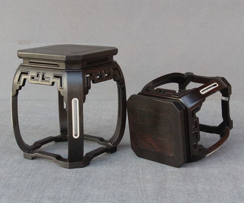 Ebony Wood Square Rack Fishbowl Stand Bonsai Stone Vase Flower Plant ...