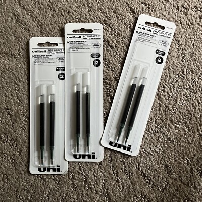 LOT OF 6 Uni-Ball 207 Impact RT Gel Ink Pen Refills Bold Point Black 1 ...