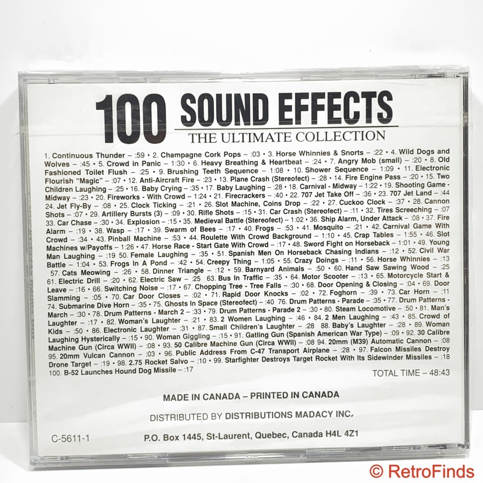 100 Sound Effects Volume 1 (CD, 1993, Madacy Music) New/Sealed | eBay