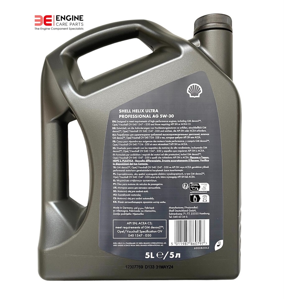 Shell Helix Ultra Professional AG 5W-30 5W30 Full Synth Engine Oil - 5 ...