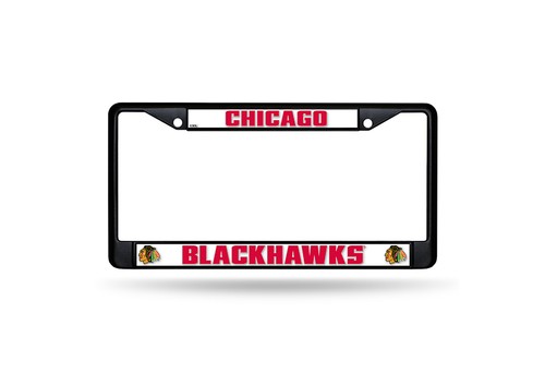 Chicago Blackhawks License Plate Tag Frame BLACK Chrome FREE SHIP NHL ...