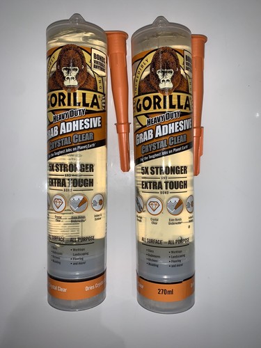 2 x Gorilla Glue Heavy Duty Grab Adhesive Trade Mastic Crystal Clear ...
