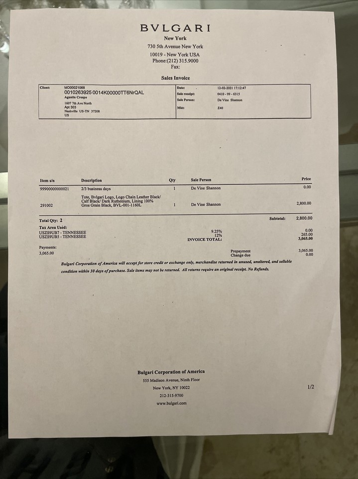 BVLGARI TOTE BAG BLACK 100% AUTHENTIC WOW!! BVL-001-1160L Tote CODE ...