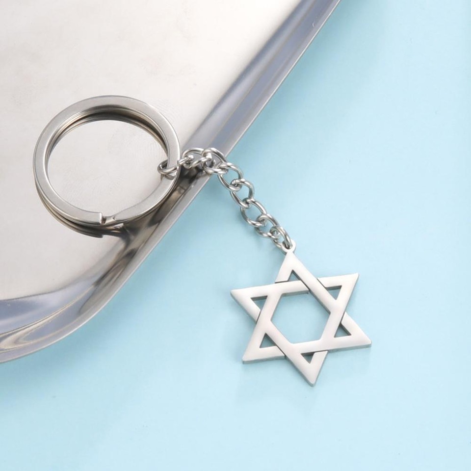 Star of David Keychain Israel Jewish Hexagram Amulet Keyring Trend ...