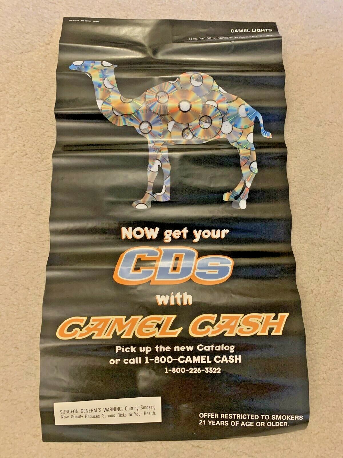 Camel Cash Cigarette Catalog SHIPPER DISPLAY QTY 50 CT. 1997 METRO ...