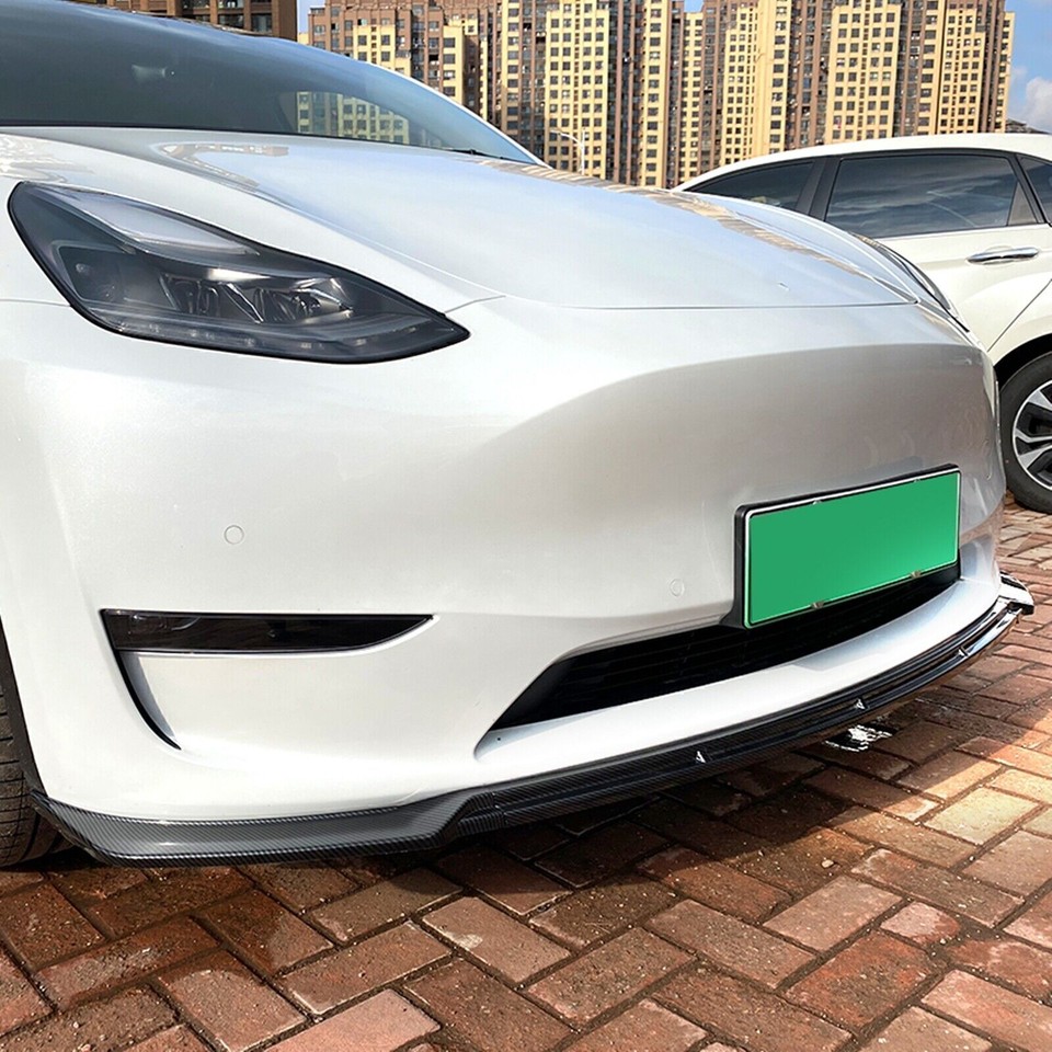 3x Front Bumper Spoiler Splitter Lip For Tesla Model Y 2020-23 Carbon ...