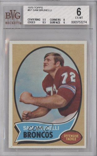 1970 Topps Sam Brunelli #67 BVG 6 Rookie RC | eBay