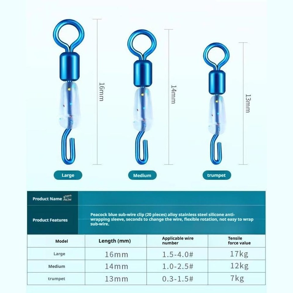 50Pcs Quick Splitters Fishing Line Stop Portable Silicone Fork Sub Line ...