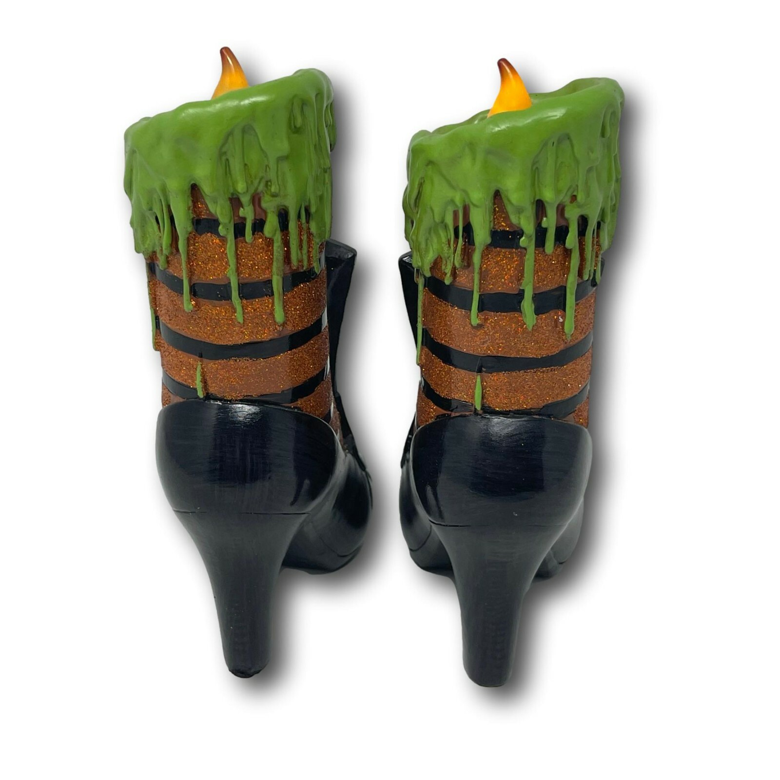 Witch Shoes with Electric Candles Rare Orange Socks Flameless Halloween ...