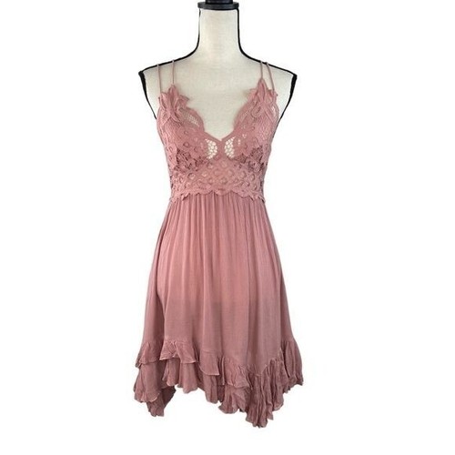 Free People Adella Slip Dress Crochet Womens Size S Mini Boho Slinky ...