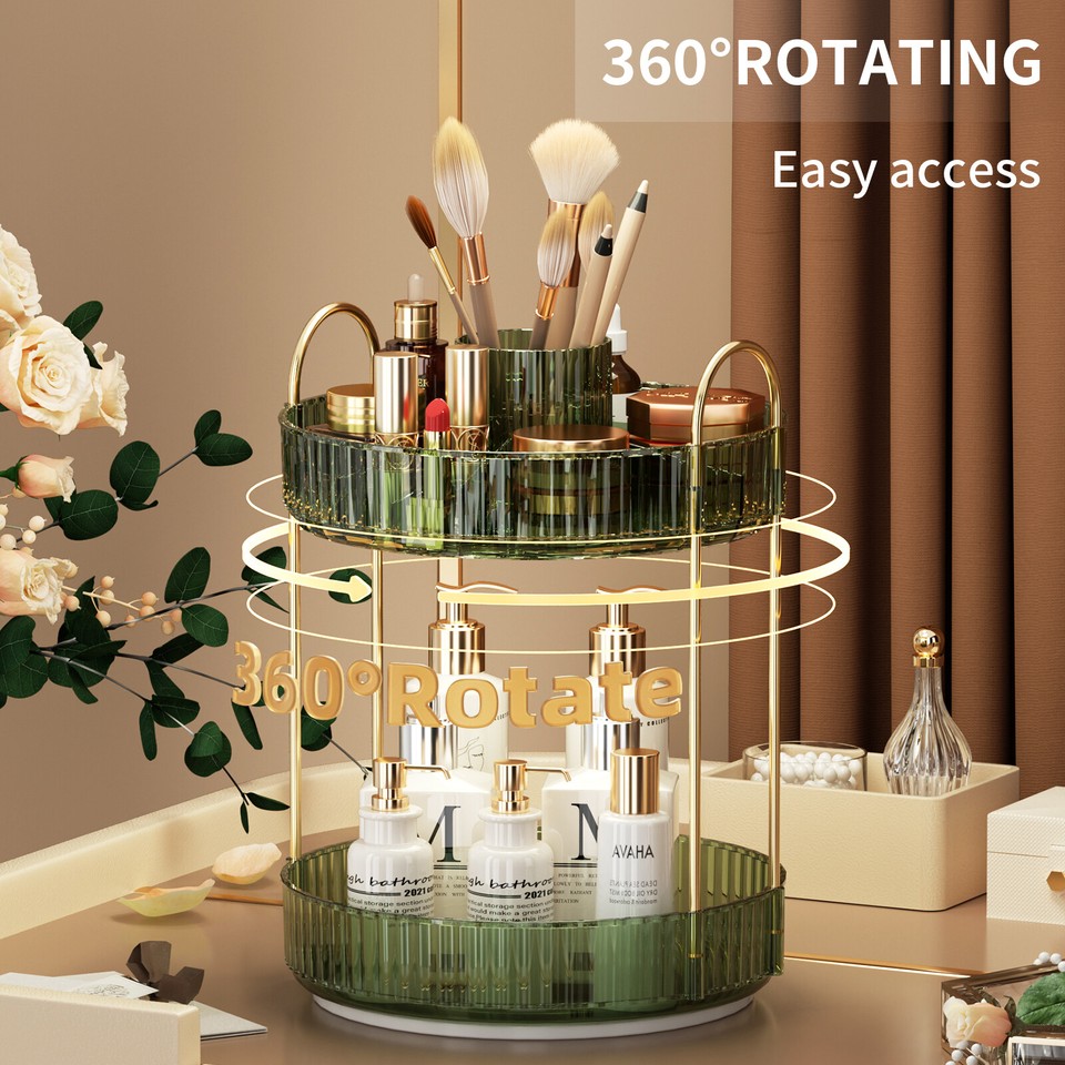 360° Storage Makeup Cosmetic Perfume Rotating Organiser Stand Tier ...