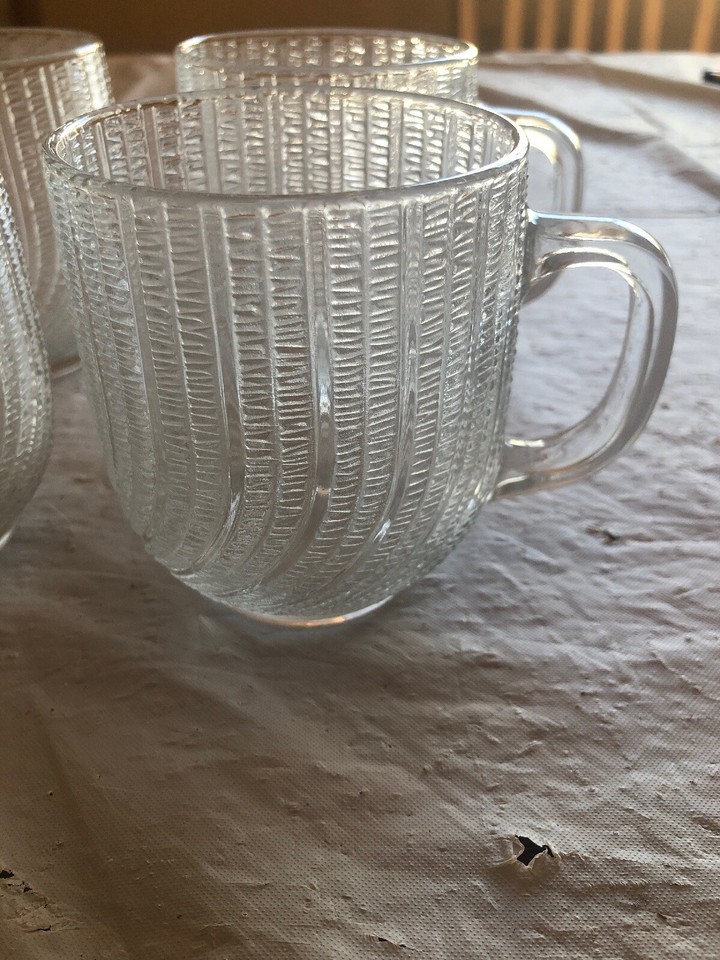 Vintage Arcoroc France Frosted Clear Coffee/Tea Cups/Mugs Set Of 4 | eBay