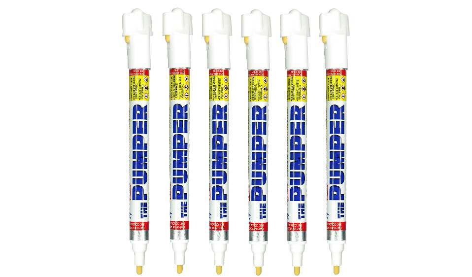 THE PUMPER HEAVY DUTY INDUSTRIAL PERMANENT MARKER PENS WHITE - 12 PENS ...