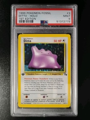 Pokemon 1999 Ditto 3/62 1st Edition Fossil Rare Card PSA 9 | eBay