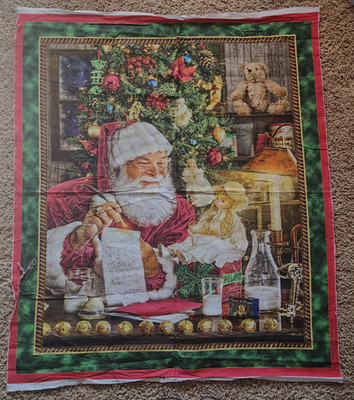 Santa fabric panel 35" x 42" Art of magic and light | eBay