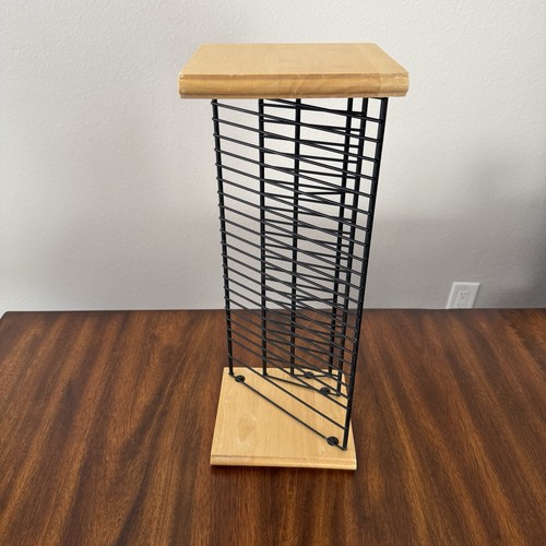 Vintage Black Wire CD Tower Rack Stand Holds 25 CDs 16” Tall Media ...