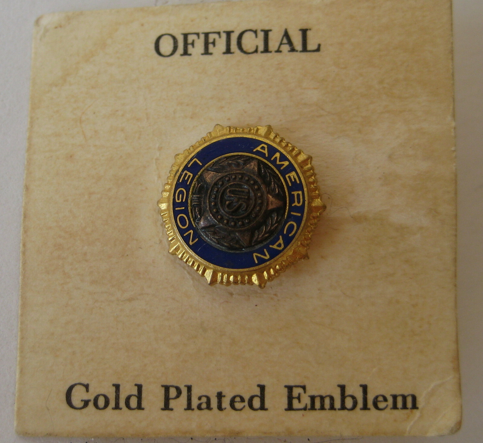 vtg American Legion gold plated EMBLEM badge blue star military enamel ...