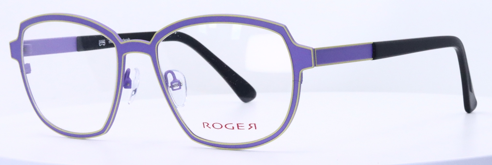 ROGER FINETOON 5 Col.2 Purple Yellow Unisex Square Full Rim Eyeglasses ...