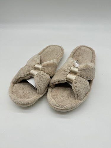 ISOTONER microterry washable x-satin women's slide slippers TAUPE Size ...