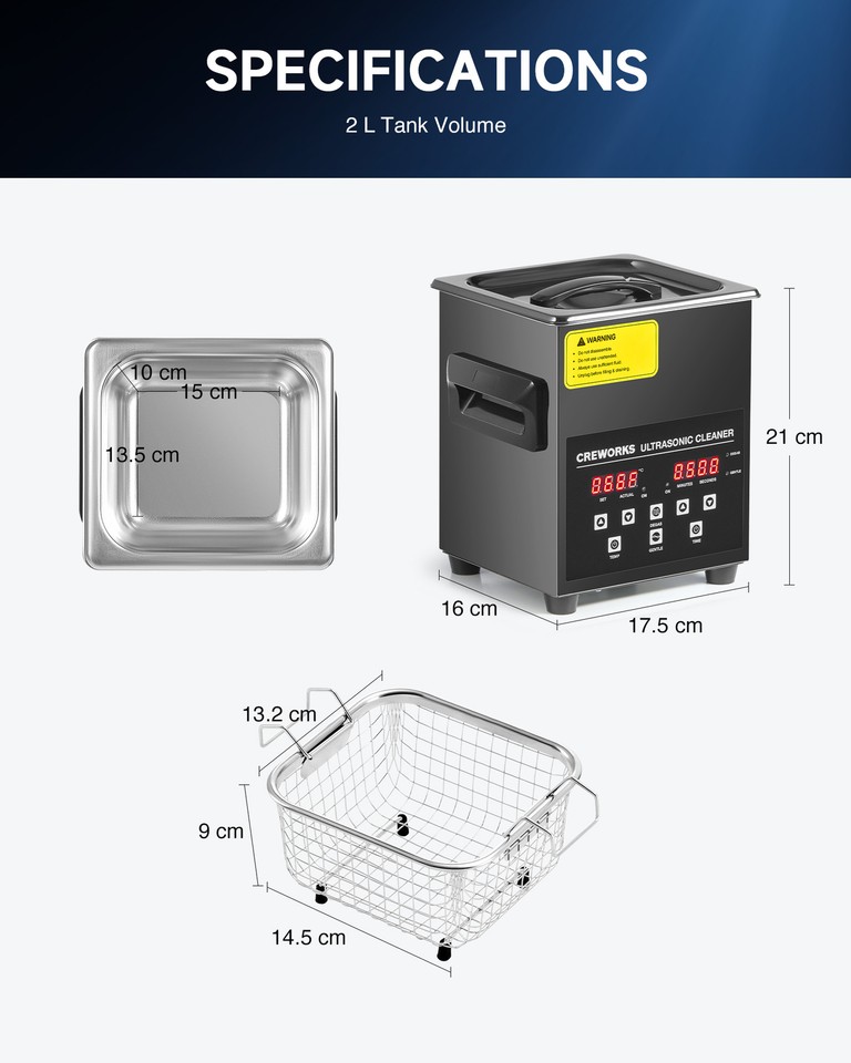 CREWORKS 2L 3L 6L 10L 15L 22L 30L Ultrasonic Cleaner with Degas ...