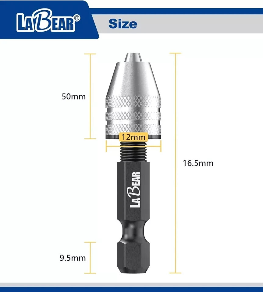 Drill Chuck Keyless Mini Adapter ¼ Inch Hex Shank | 0.3-3.2mm Capacity ...