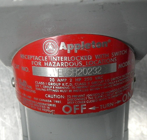 APPLETON EFSR20232 MODEL B RECEPT.20A 2HP 250VAC | eBay