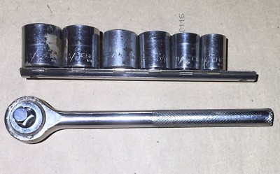 Used 6-pc 3/8"-dr, 12-pt mixed SOCKET SET (1/2" thru 13/16"), USA, by ...