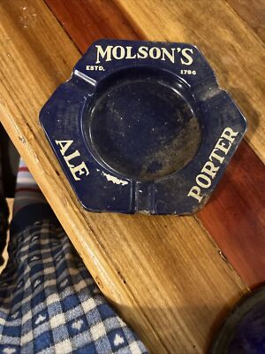 Vintage Molson Porter Ale Porcelain Enamel Ashtray Advertising Beer ...